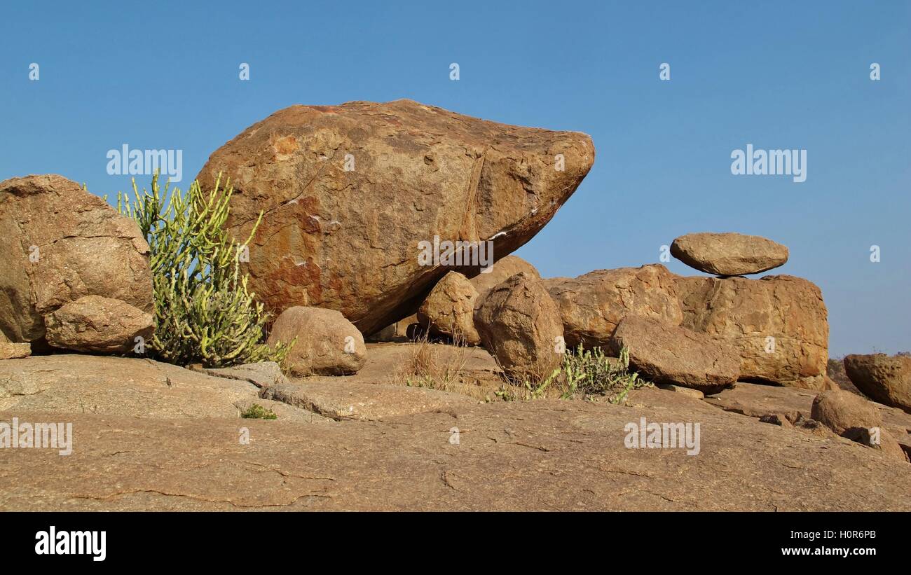 Granite boulder in Hampi popular for rock climbing Stock Photo - Alamy