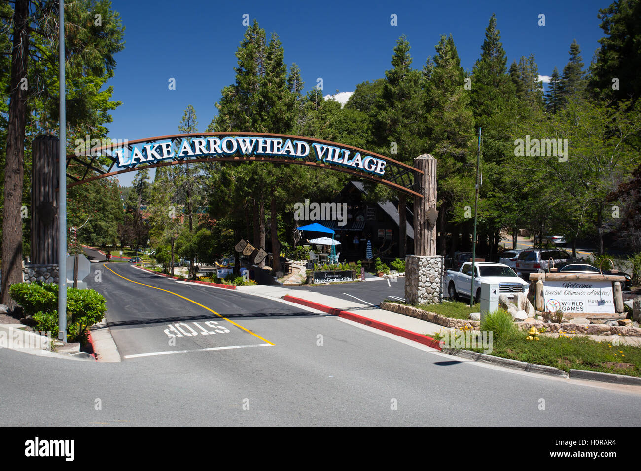 Lake Arrowhead, USA - 16th August 2015: Lake Arrowhead main village ...