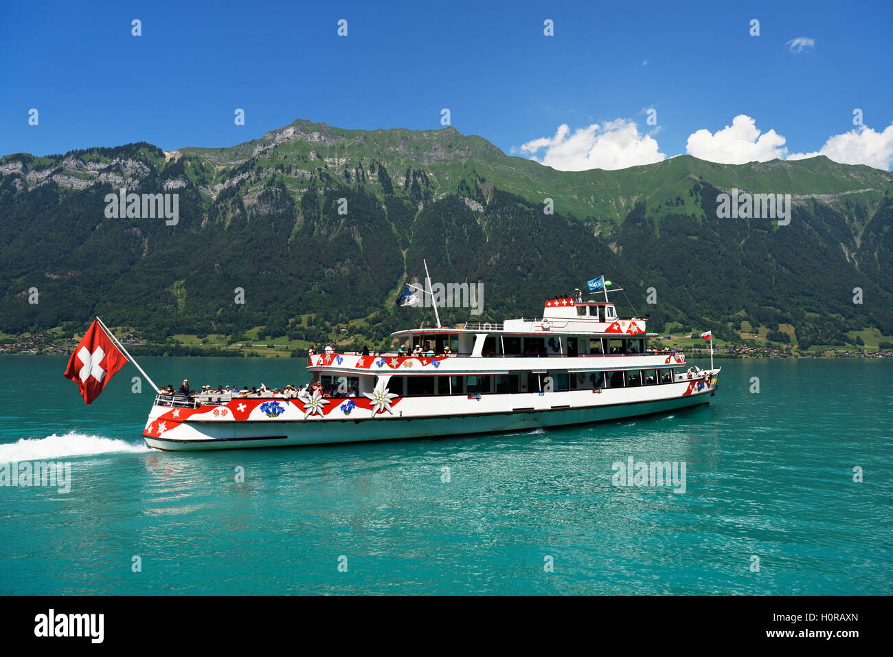 Switzerland lake brienz brienzersee interlaken boat hi-res stock ...