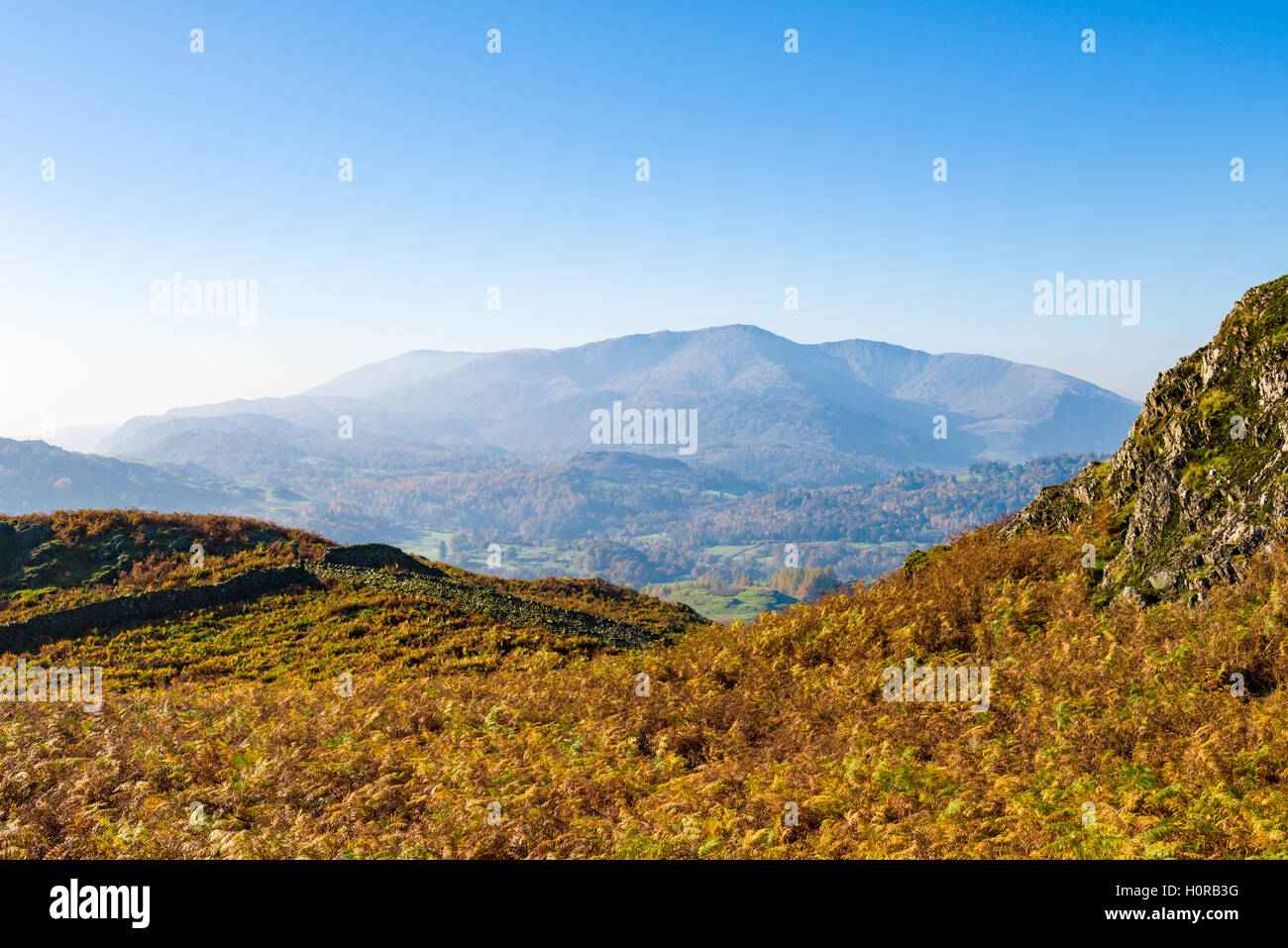 Wetherlam viewed from Loughrigg Fell in the Lake District National Park ...