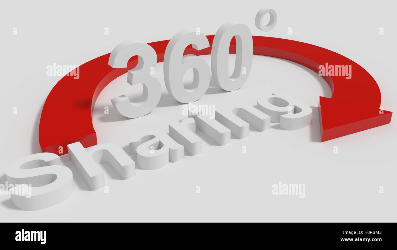 360 degree sharing with red arrow Stock Photo - Alamy