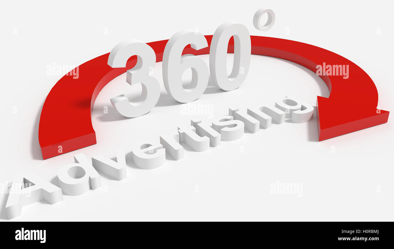 360 degree Advertising with red arrow Stock Photo - Alamy