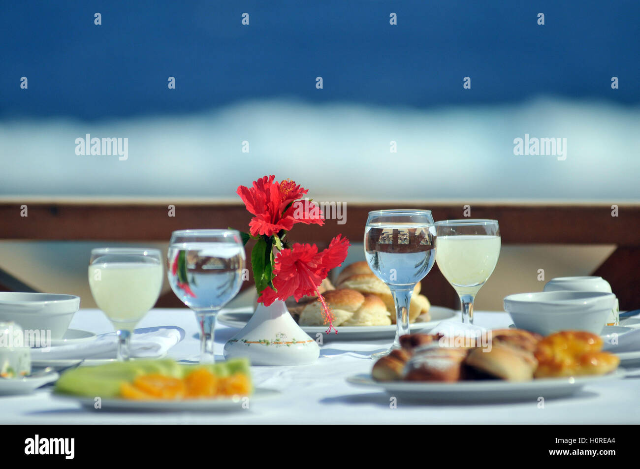 Seaside beach breakfast on the Red Sea, at Marsa Alam, Egypt Stock ...