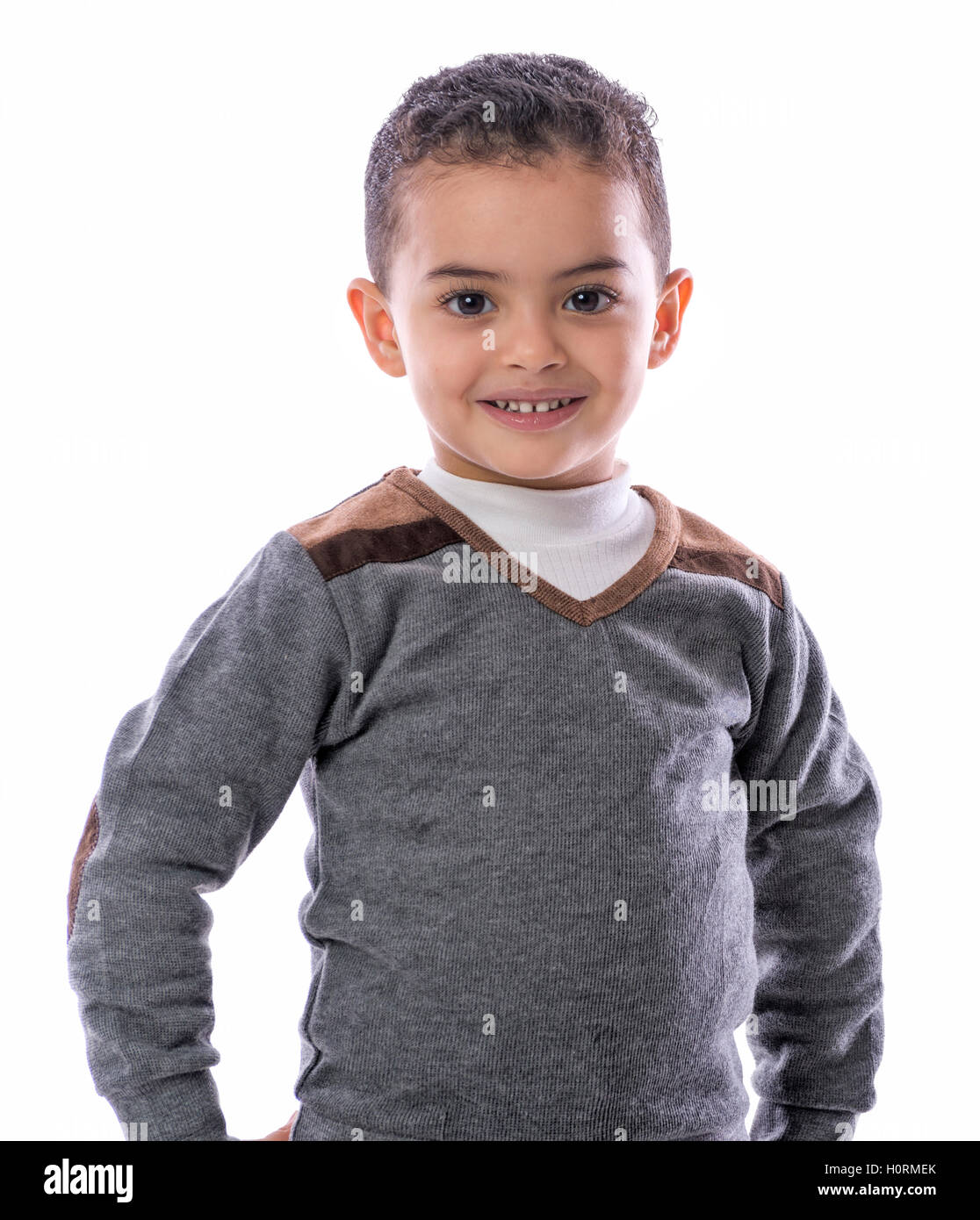 Confident Boy Standing with a Smile Isolated on White Background Stock ...