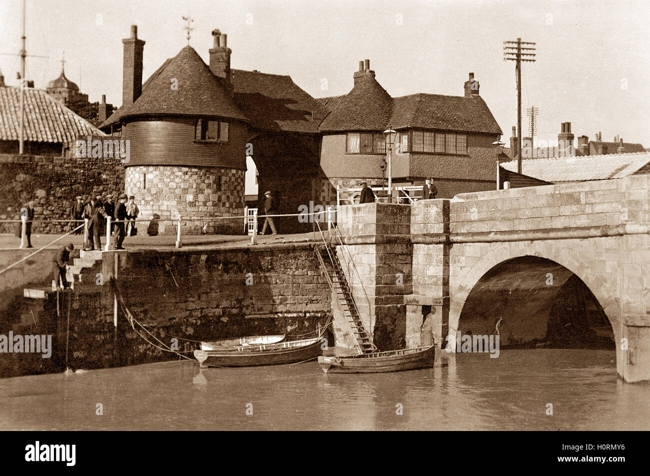Sandwich,Kent,Barbican and bridge,1920's Stock Photo - Alamy