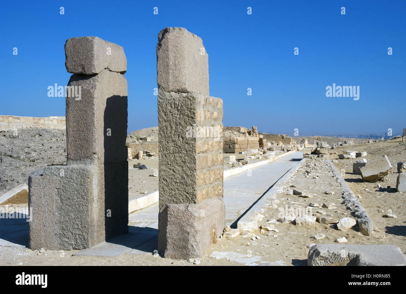 Egypt. Necropolis of Saqqara. Ancient street of the Pyramid of Unas ...