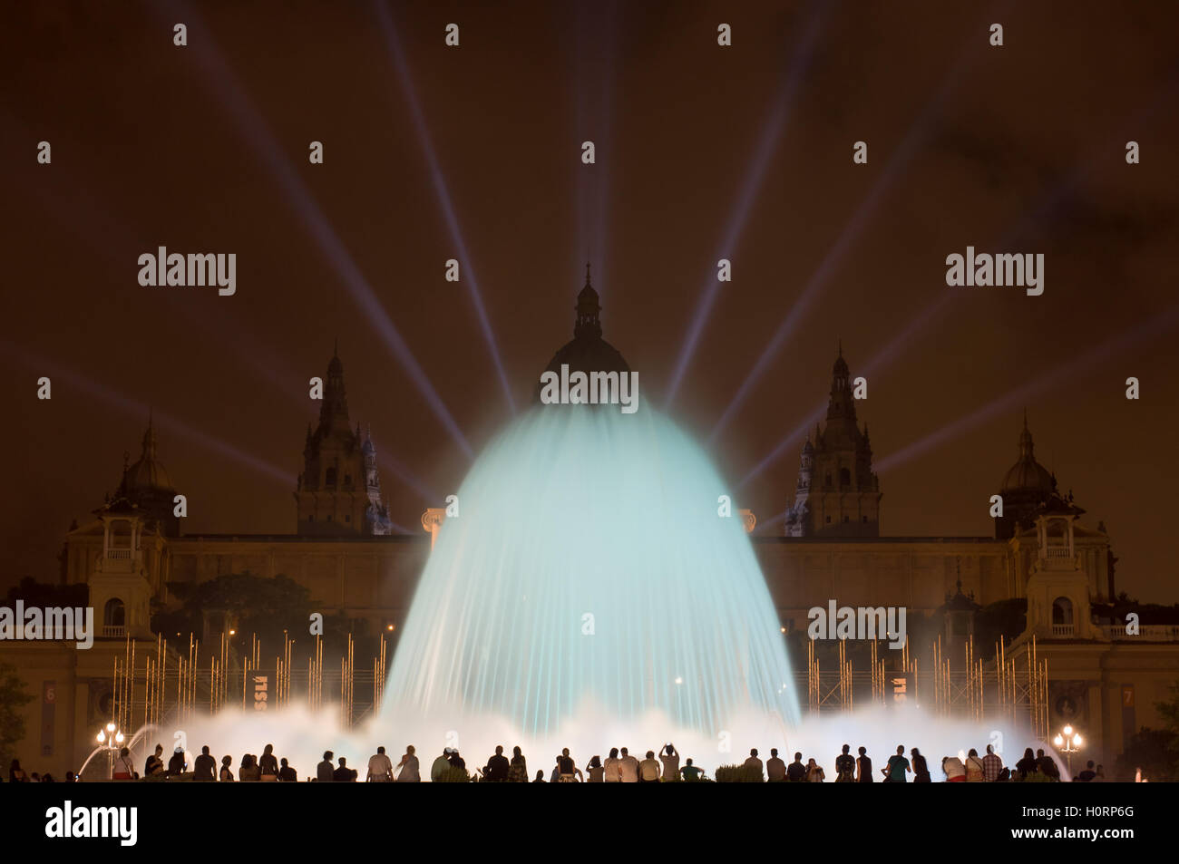 BARCELONA - SEPTEMBER 19: Night view of Magic Fountain light show in ...