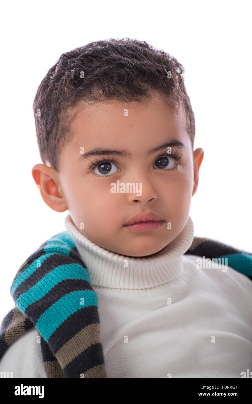 Handsome Child Looking Away Isolated on White Background Stock Photo ...