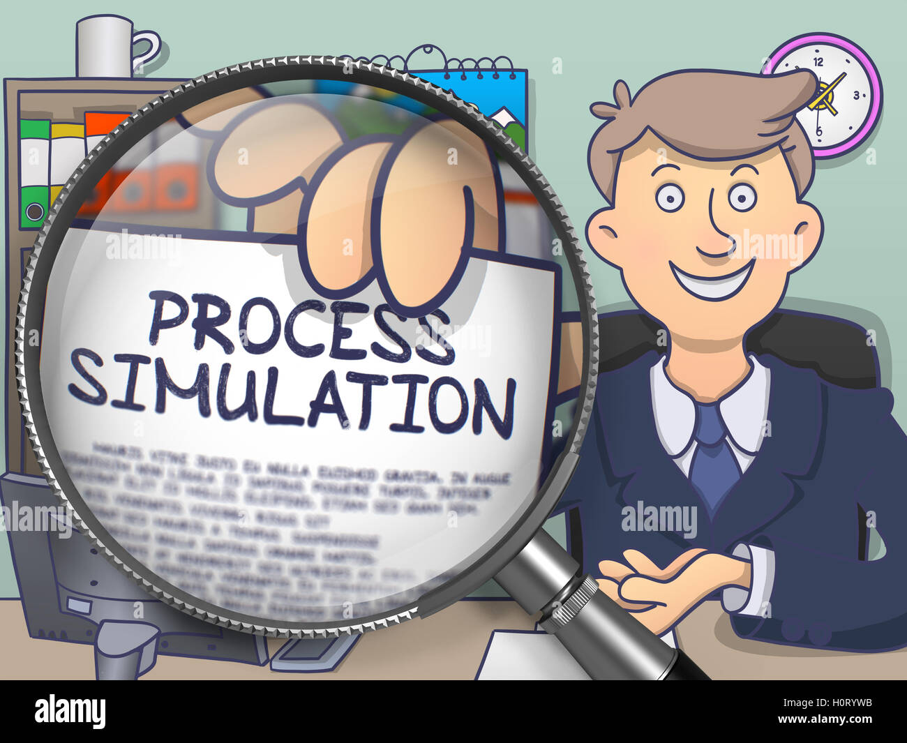 Process Simulation through Lens. Doodle Style Stock Photo - Alamy