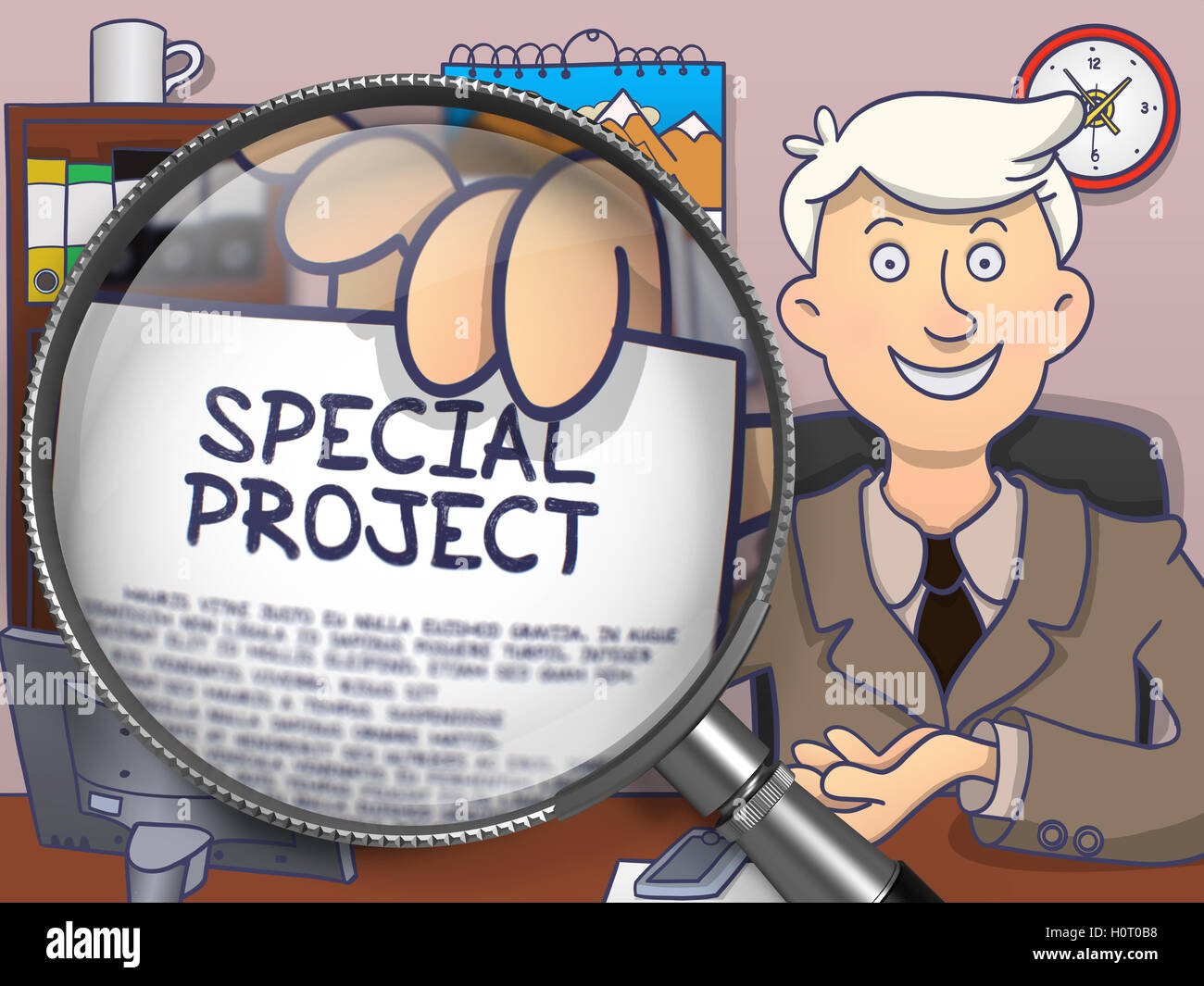 Special Project through Magnifying Glass. Doodle Concept Stock Photo ...
