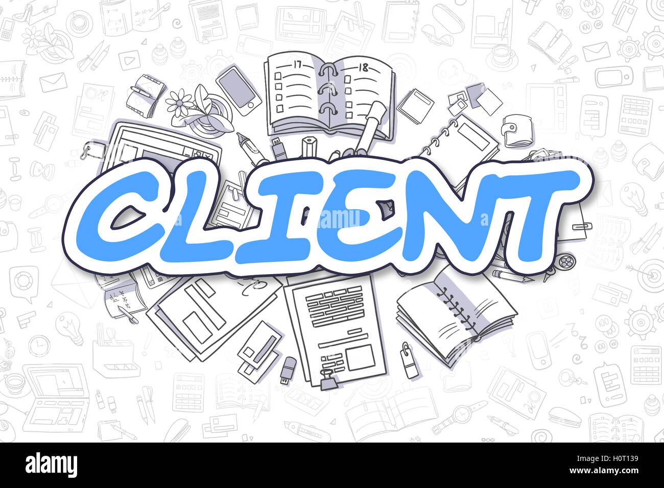 Client - Doodle Blue Text. Business Concept Stock Photo - Alamy