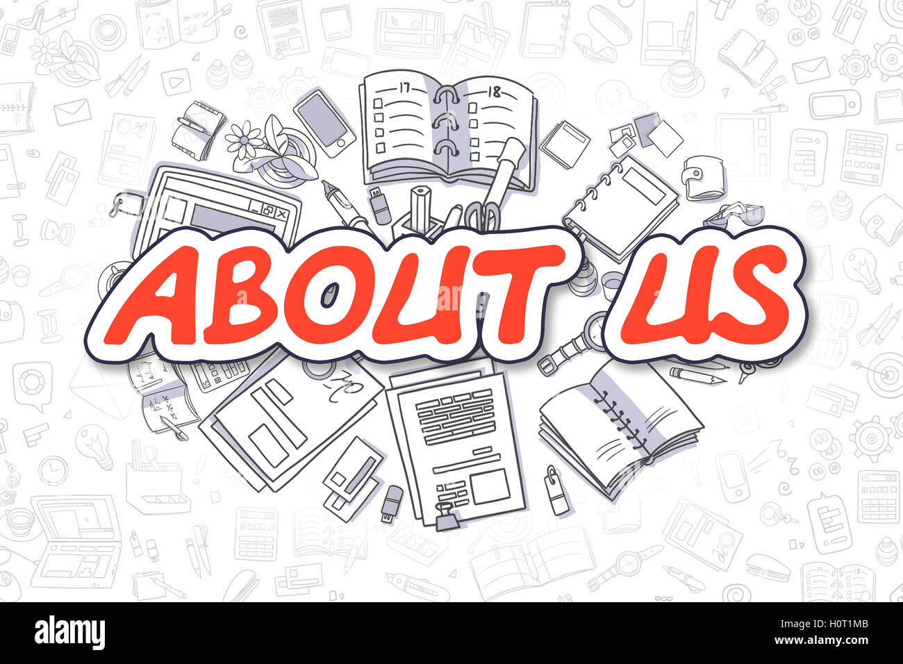 About Us - Cartoon Red Text. Business Concept Stock Photo - Alamy