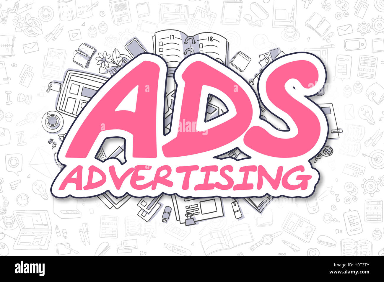 Ads - Doodle Magenta Text. Business Concept Stock Photo - Alamy