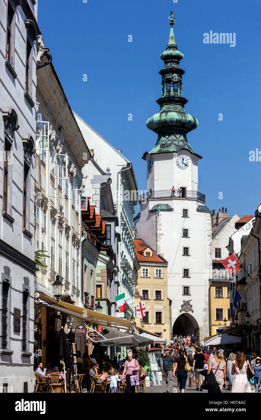 Michalska street Bratislava St Michaels gate and Tower in Old Town area ...