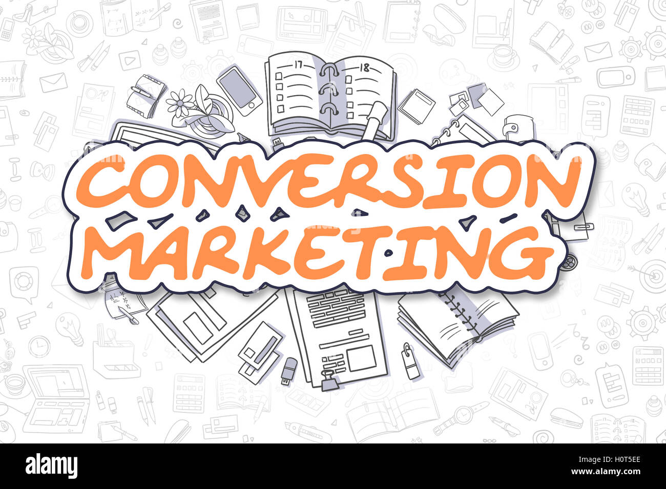 Conversion Marketing - Doodle Orange Word. Business Concept Stock Photo ...