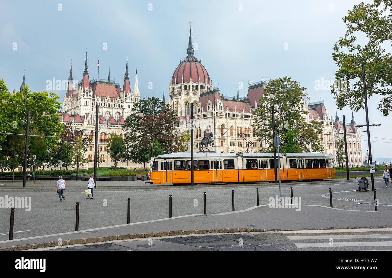 BUDAPEST, SEPTEMBER 17: Yellow tram in Budapest, Hungary on September ...