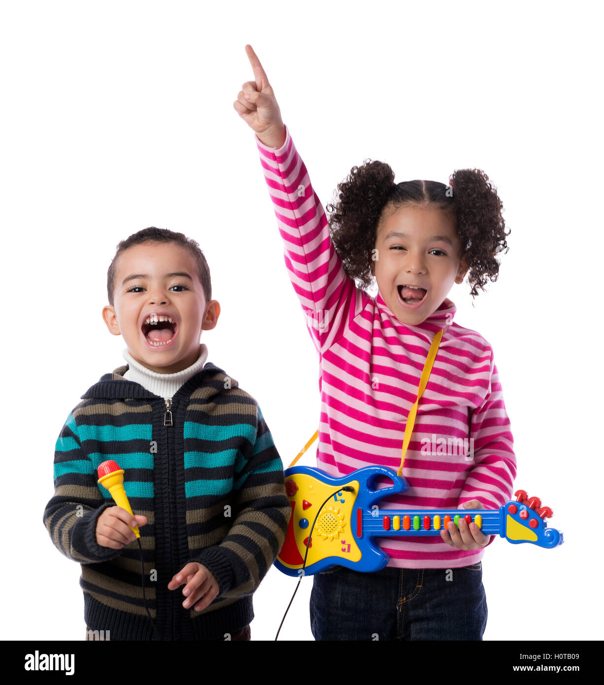 Happy Kids Music Band Isolated on White Background Stock Photo - Alamy