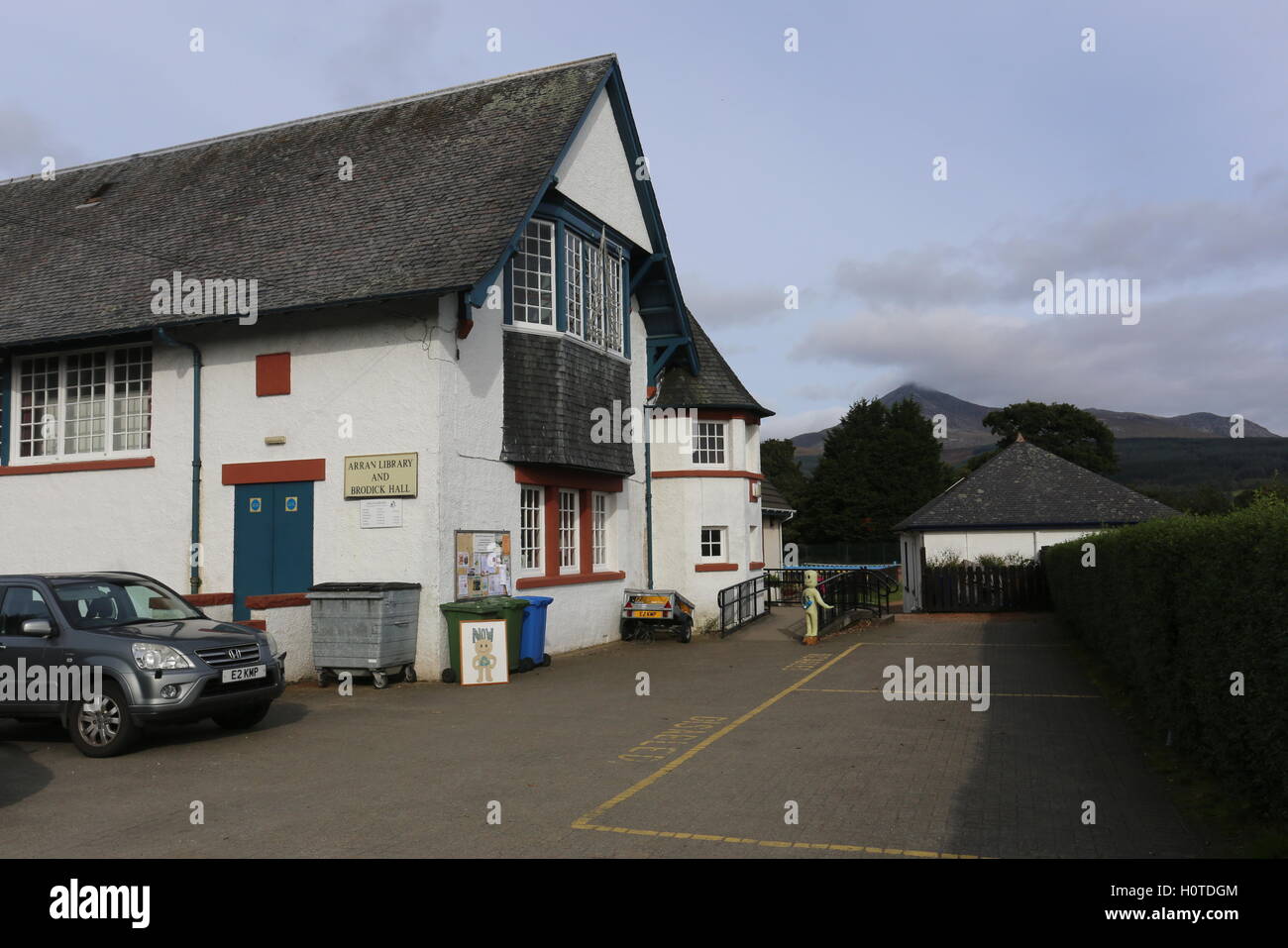 Exterior of Arran library and Brodick Hall Isle of Arran Scotland ...