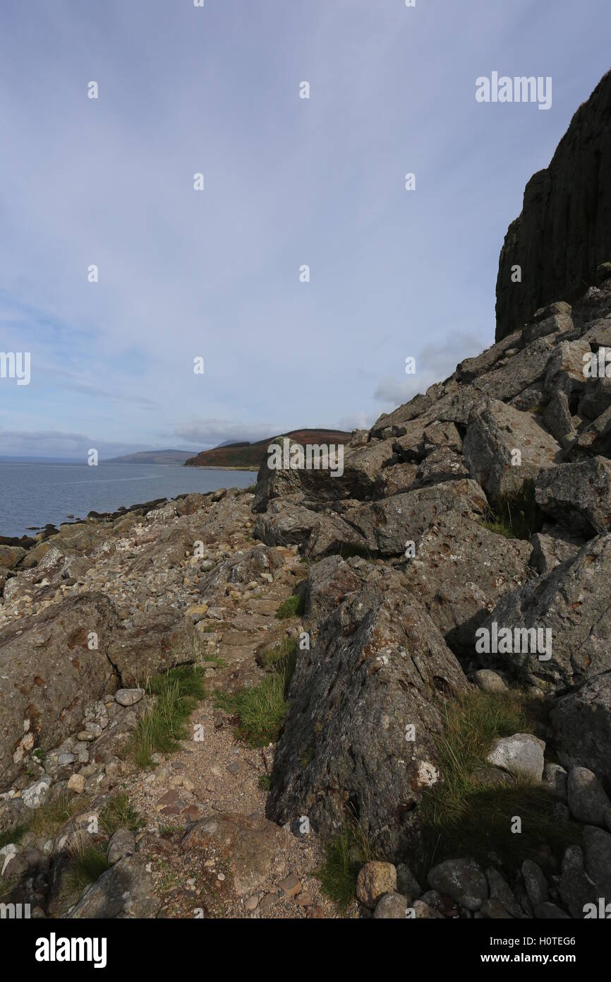 West coast of the Isle of Arran with cliffs of the Doon Arran Scotland ...