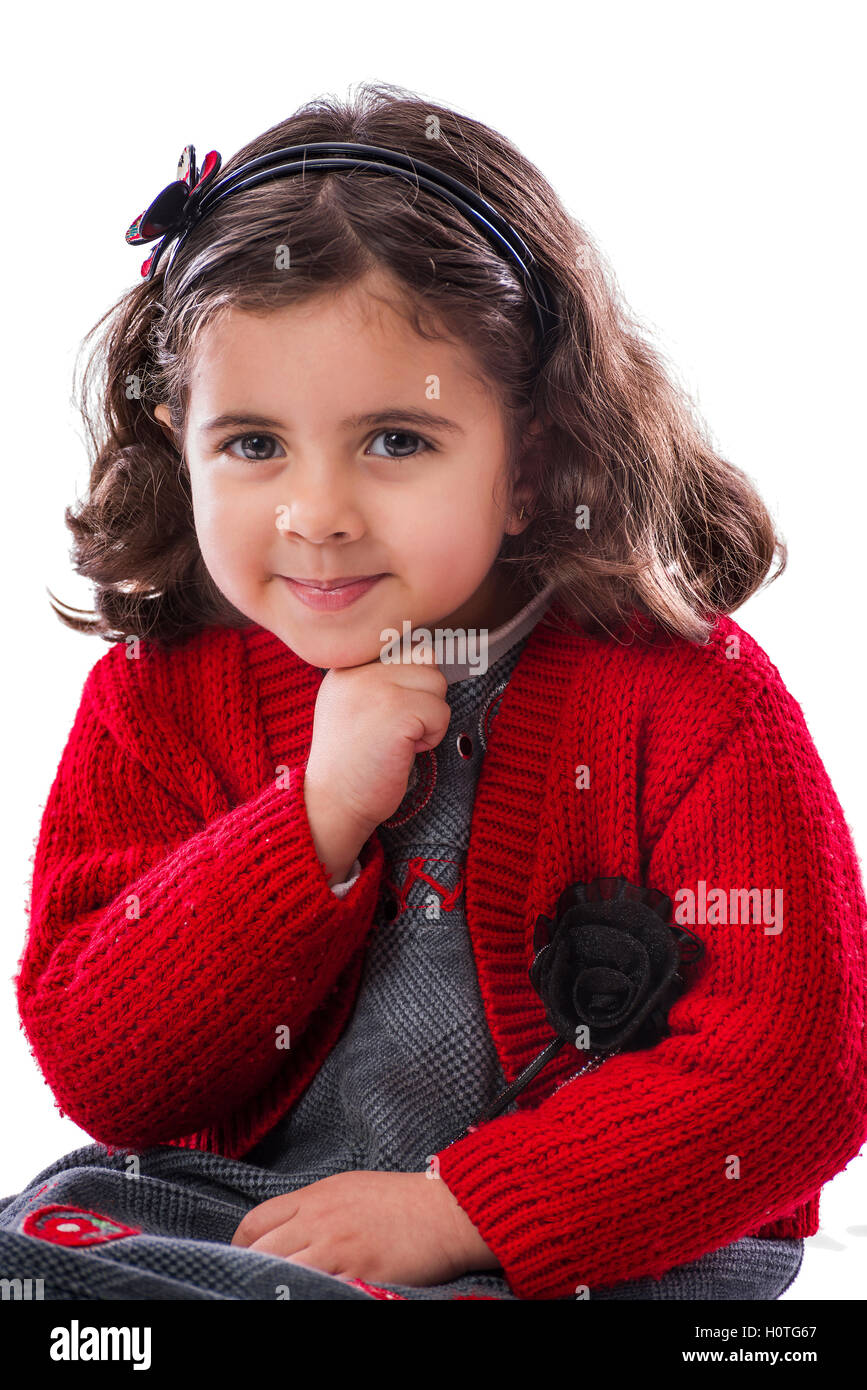 Beautiful Girl Posing for Photo on White Background Stock Photo - Alamy