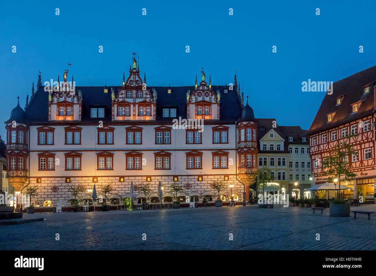 Germany, Bavaria, Coburg, Markt & Stadthaus at dusk Stock Photo - Alamy