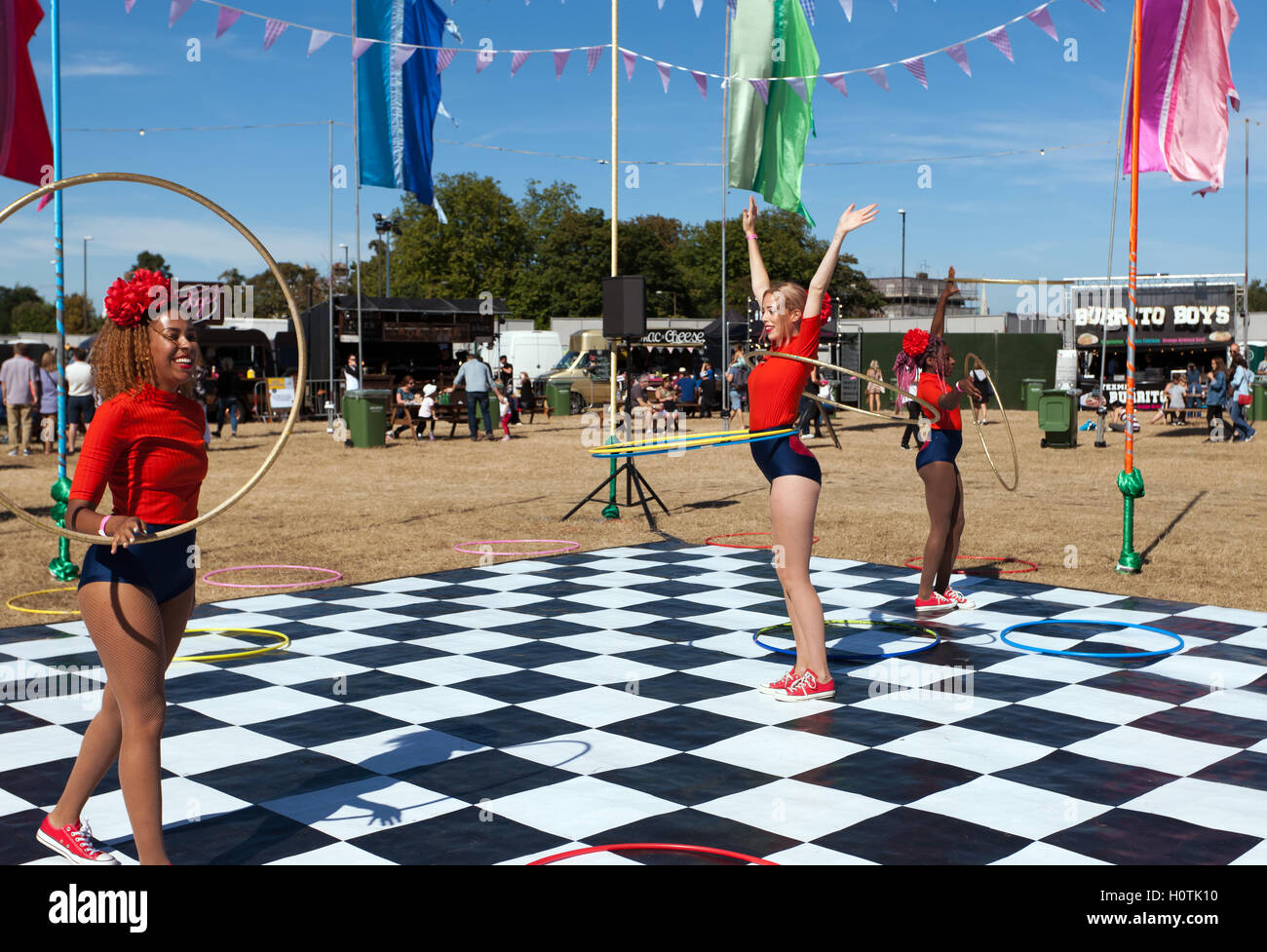 Girls demonstrating Hula hoop dancing at the OnBlackheath Music ...