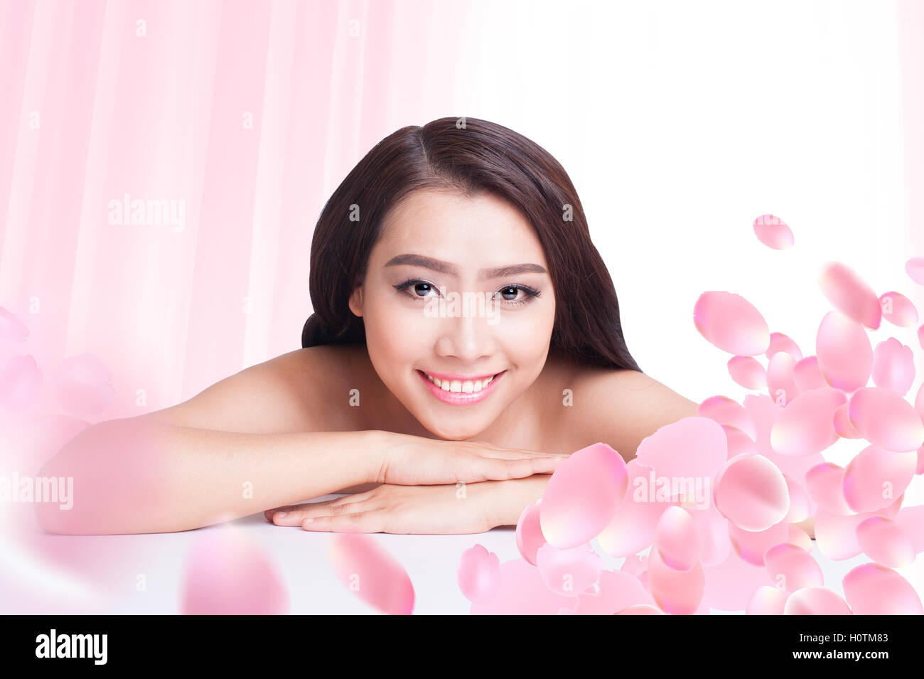 Attractive asian woman skin care image Stock Photo - Alamy