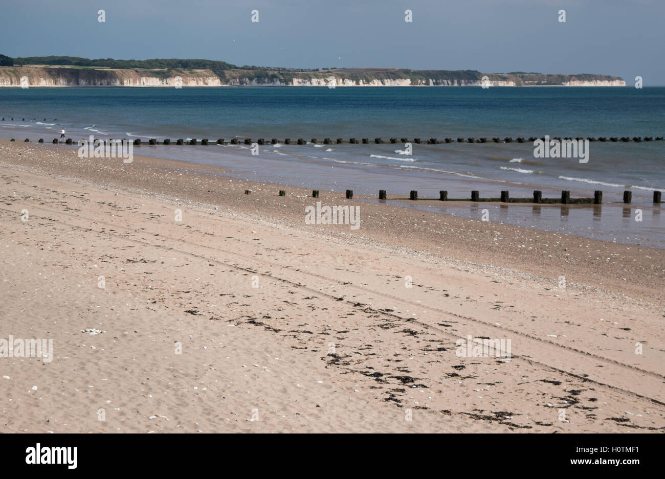 Looking towards Bempton cliffs from the seafront at Bridlington East ...