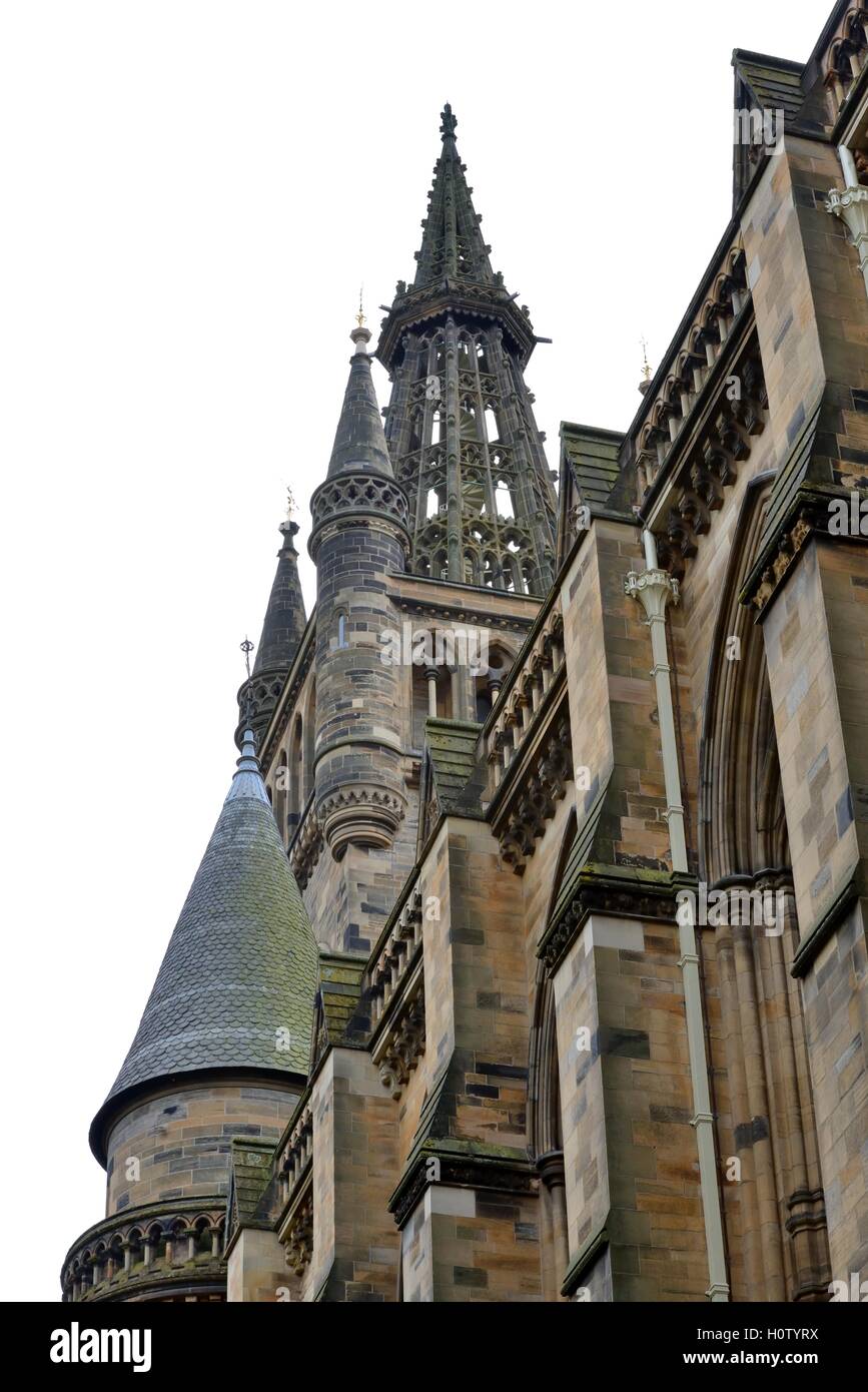 Detail of the architecture of Glasgow University in Scotland Stock ...