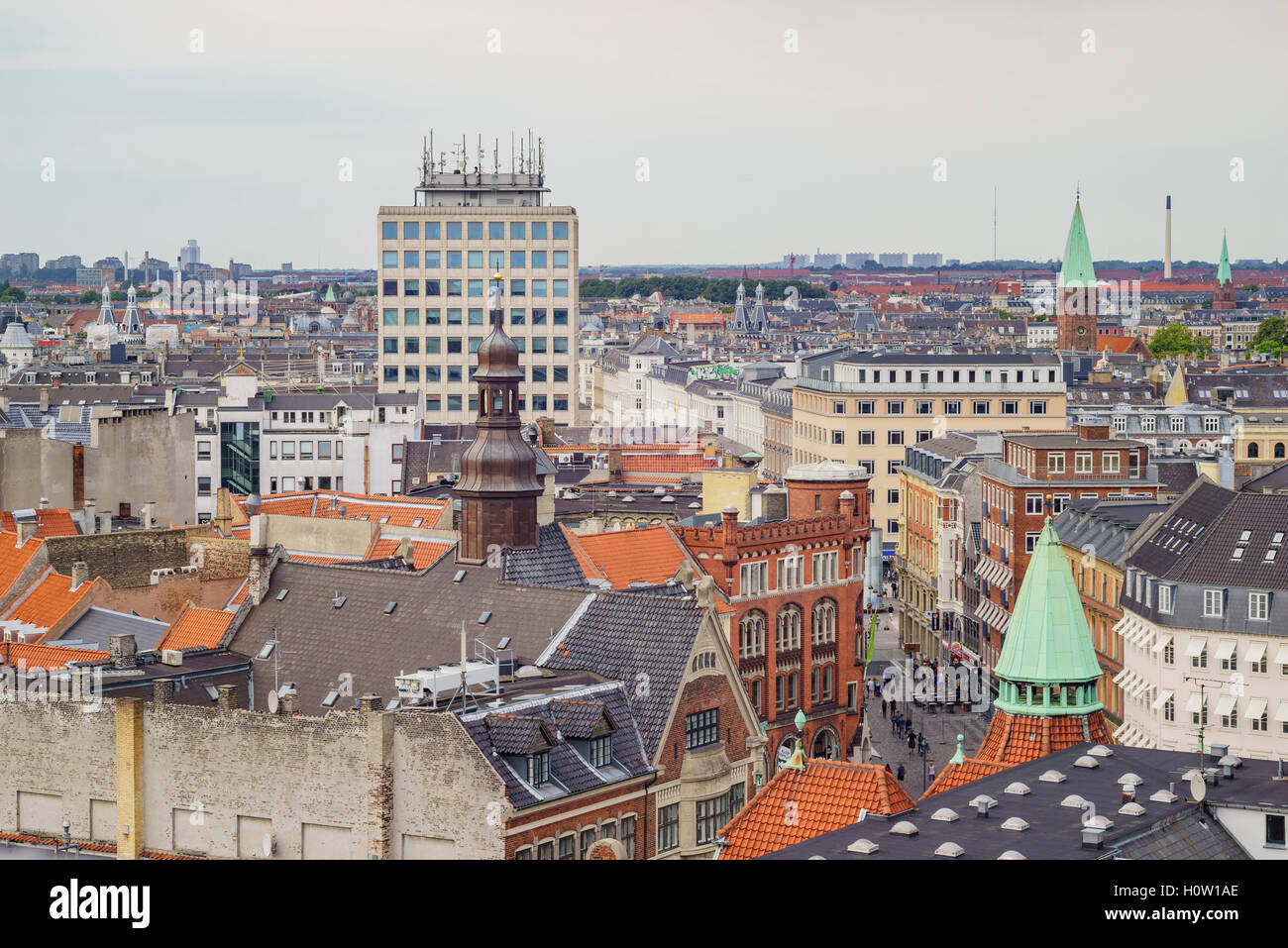 Superb aerial view from Round Tower of Copenhagen, Denmark Stock Photo ...