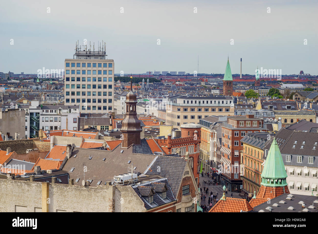 Superb aerial view from Round Tower of Copenhagen, Denmark Stock Photo ...