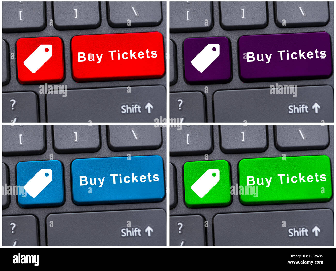 Black keyboard with buy tickets keys on modern computer keyboard Stock ...