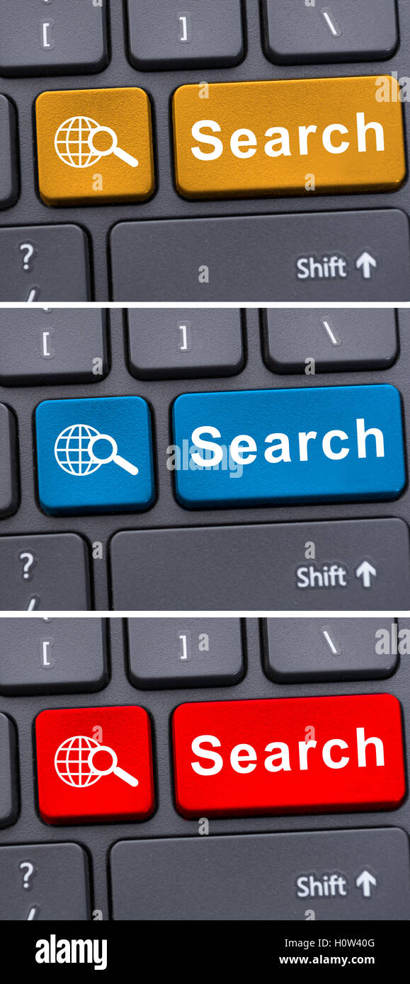 Search enter button key in closeup with magnifier symbol Stock Photo ...