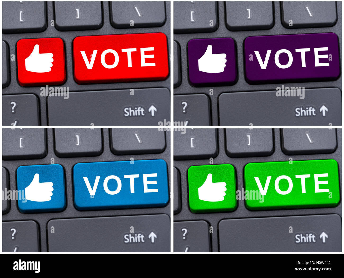 Vote through internet concept with message on enter key of keyboard ...