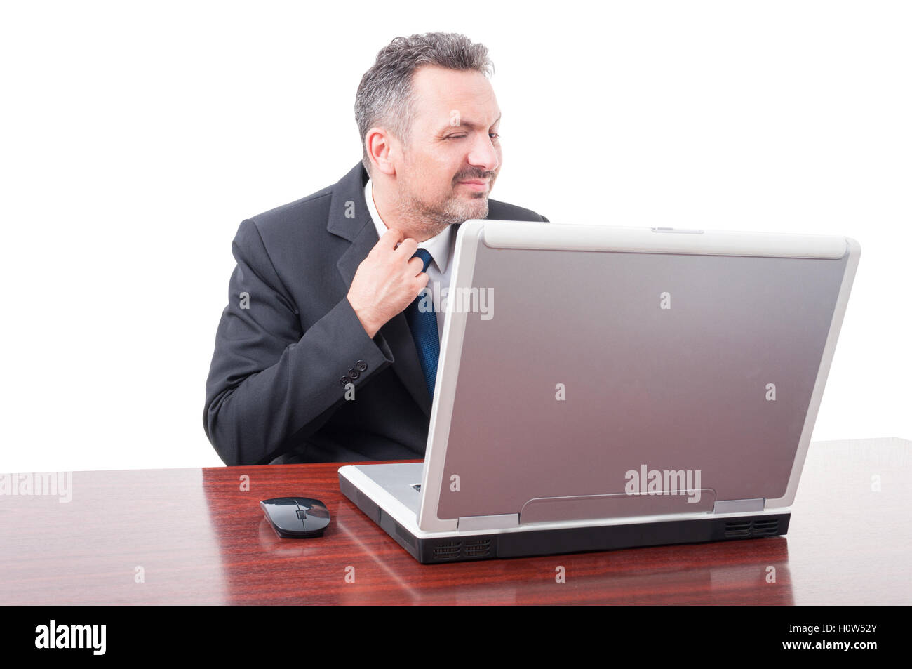 Corporate manager looking nervous and anxious as discomfort concept ...