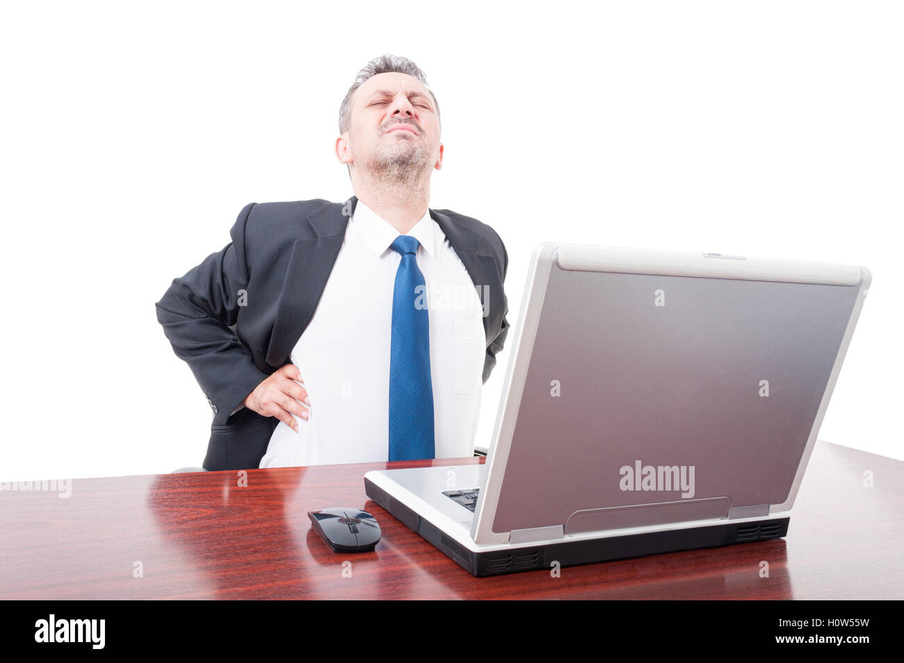 Professional lawyer suffering from back pain as medical problem concept ...