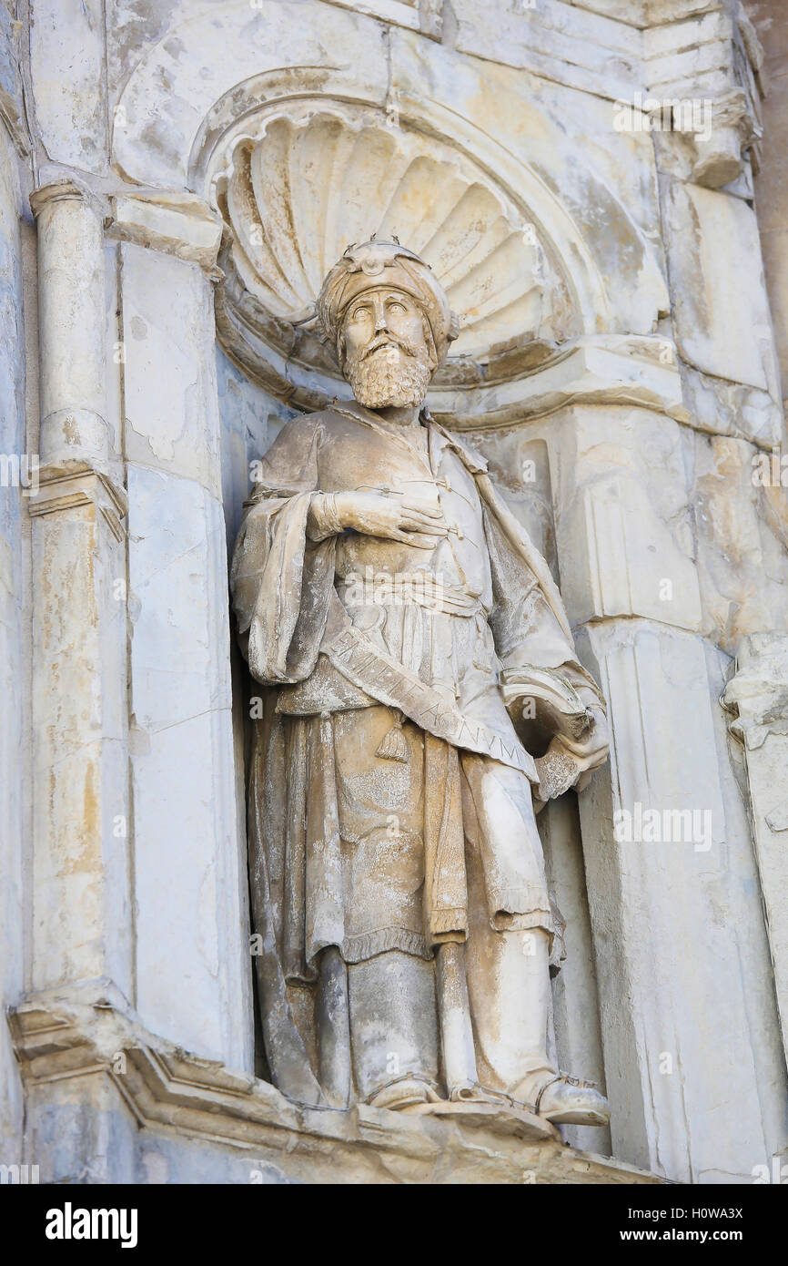 Sculpture of a Saint with a turban on the facade of the Old Cathedral ...