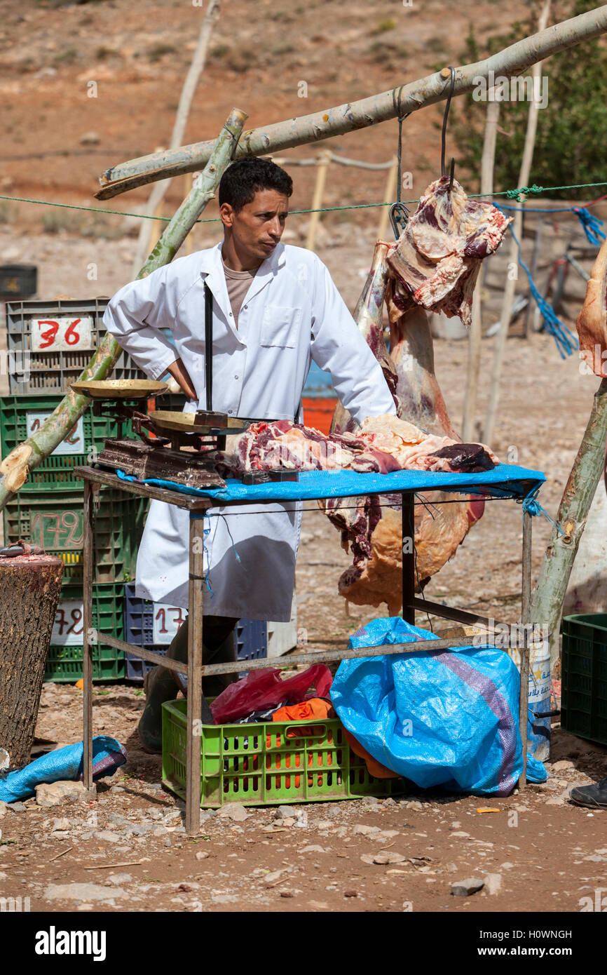 Atlas Mountains, Morocco. Butcher's Stand in Berber Village Market near ...