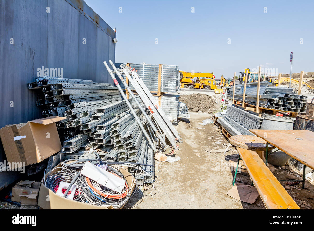 Cable trays for different usage at construction site in the improvised ...