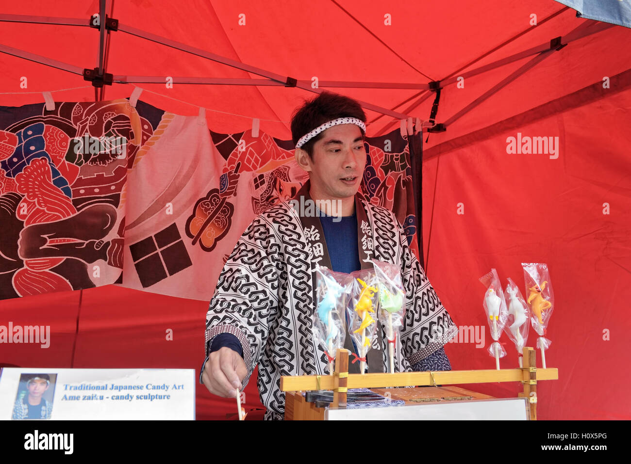 Preparation of traditional Japanese sugar candy sculptures Ame Zaiku by ...