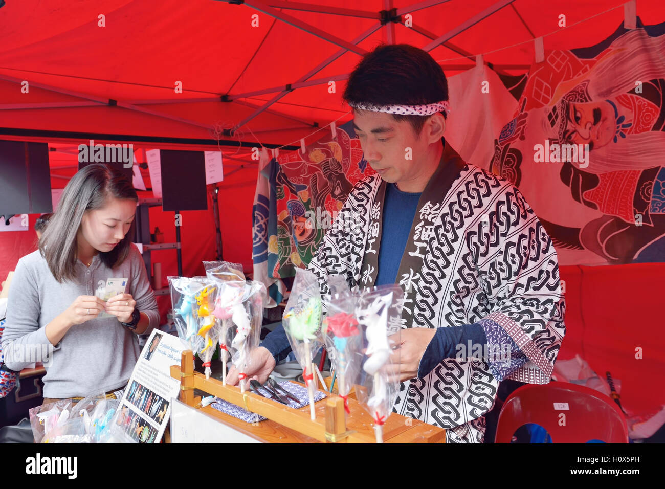 Preparation of traditional Japanese sugar candy sculptures Ame Zaiku by ...