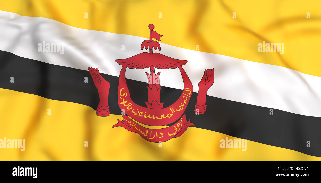 3d rendering of Nation of Brunei flag waving Stock Photo - Alamy
