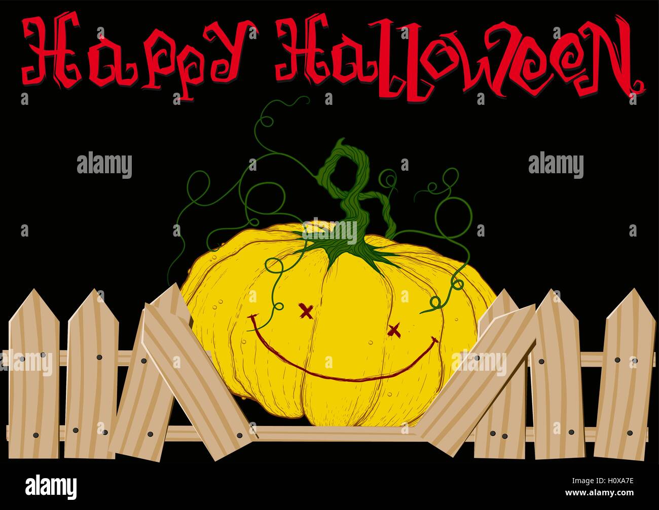 Pumpkin and Broken Fence Stock Vector Image & Art - Alamy