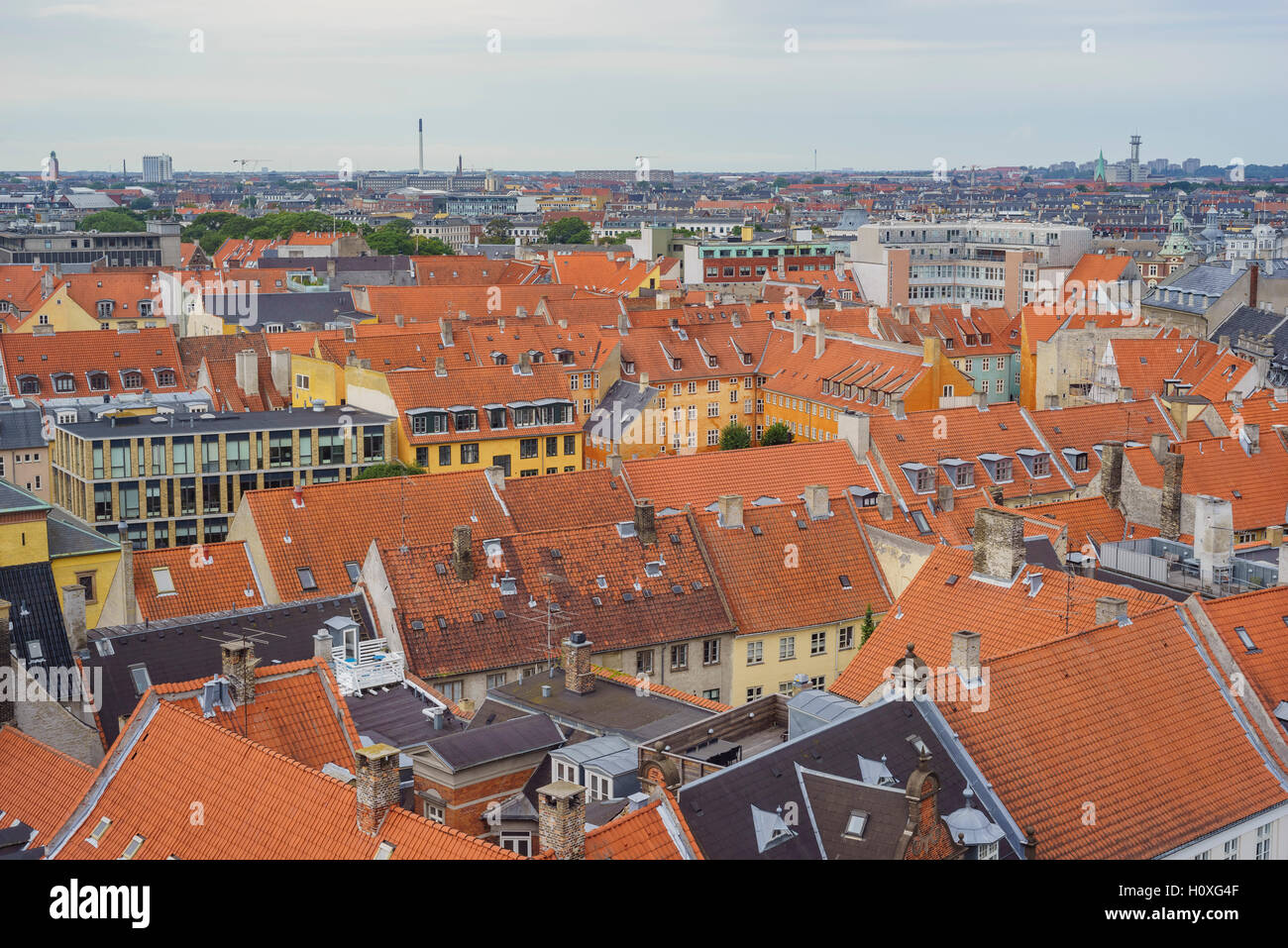 Superb aerial view from Round Tower of Copenhagen, Denmark Stock Photo ...