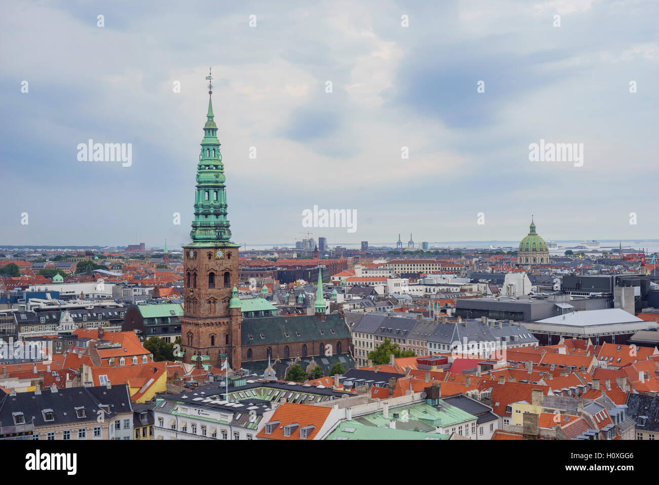 Superb aerial view from Christiansborg Palace of Copenhagen, Denmark ...