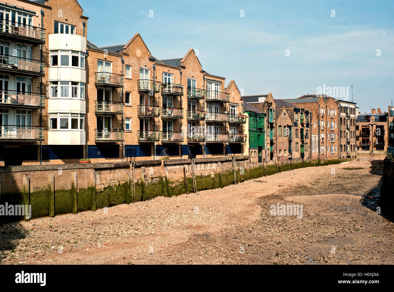 wharf development on bank of the river Thames London Stock Photo - Alamy