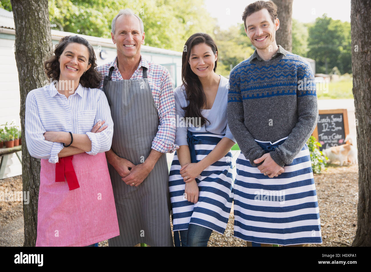 portrait smiling cafe small business owner Stock Photo - Alamy