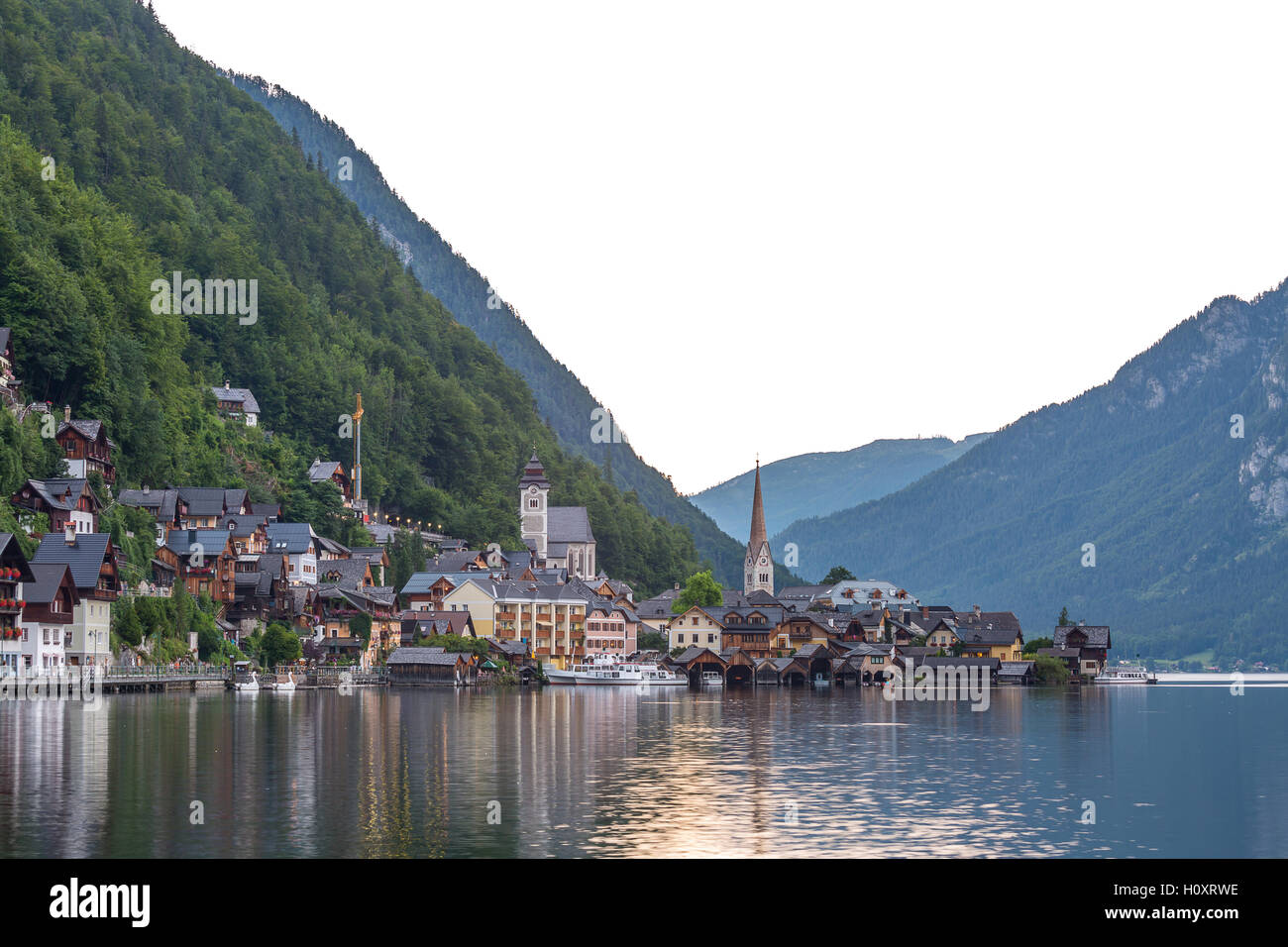 Austria Hallstatt, Classic view of Hallstat Village Stock Photo - Alamy