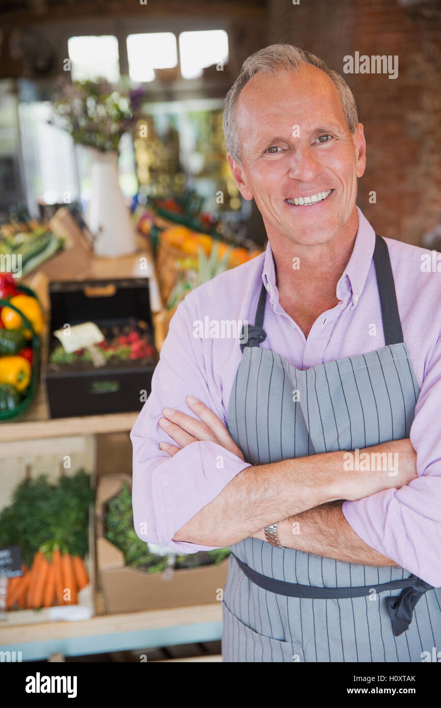 portrait smiling market worker Stock Photo - Alamy