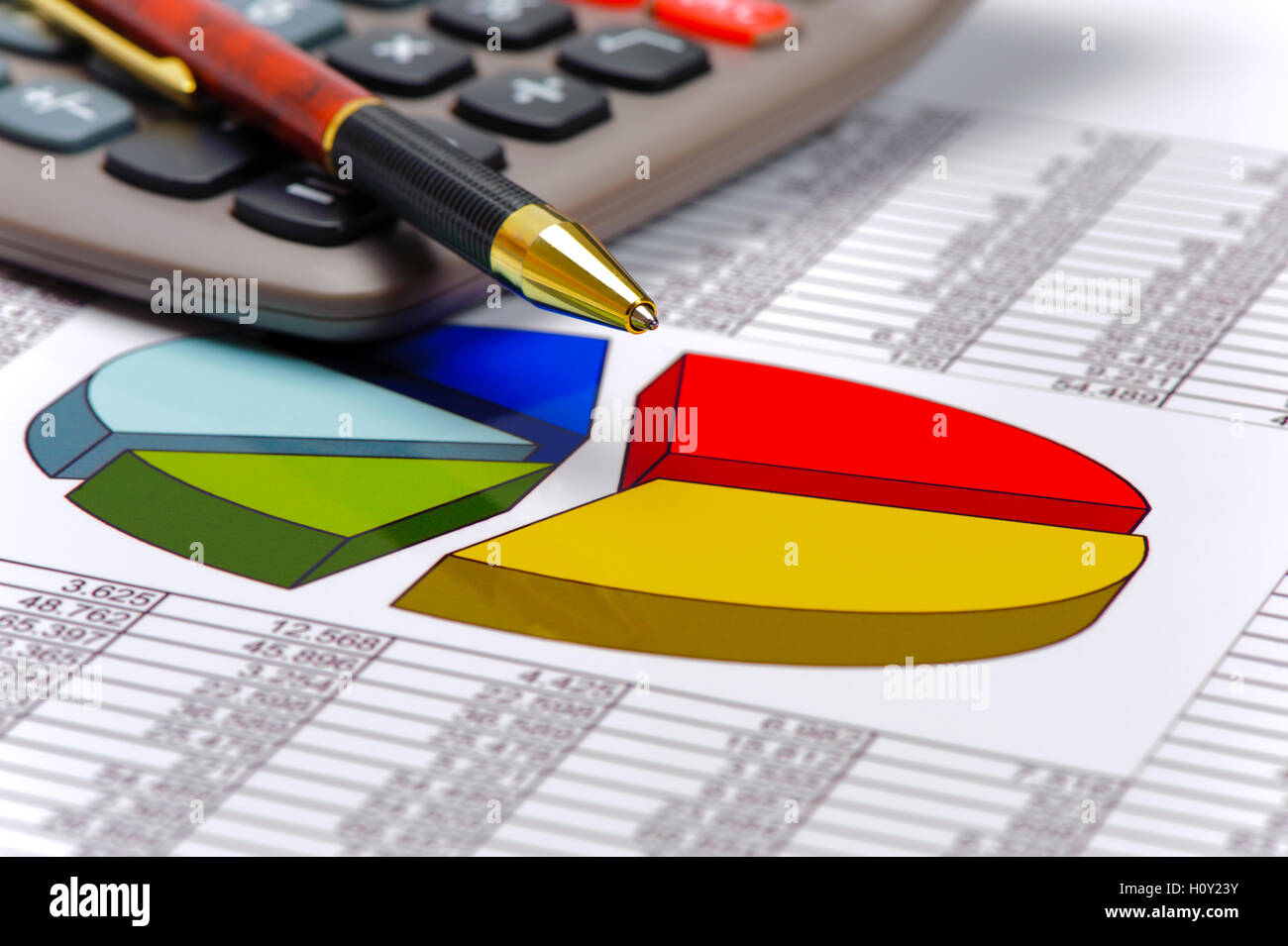 finance and calculation at stock market with chart and spreadsheet ...